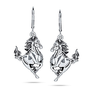 Equestrian Equine Gift Cowgirl Dangle Galloping Horse Earrings Western Jewelry For Women Teen .925 Sterling Silver Lever back