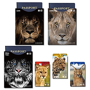 CARSLIFE 12 RFID Blocking Sleeves (9 Credit Card & 3 Passport Protectors) Premium Identity Theft Protection Secure Sleeves Travel Case Cat Design
