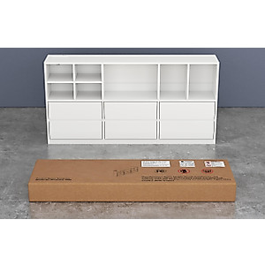 Gyfimoie White Dresser for Bedroom with 6 Drawers, Chest of Drawers with Led Lights&Charging Station, 63" Long Dresser with 7 Open Cubbies, Storage Drawers for Living Room, Closet, Hallway (White)