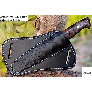Ottoza Leather Knife Sheaths for Fixed Blade Knives, RIGHT HAND CROSS DRAW Knife Sheath, Leather Knife Sheath for Belt, Leather Knife Holster Belt Knife Holder, Pancake Knife Sheath for Belt No:336