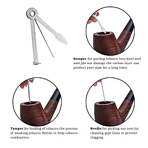 Free Boy Tobacco Pipe Handmade Wooden Bent Tobacco Pipe with Accessories