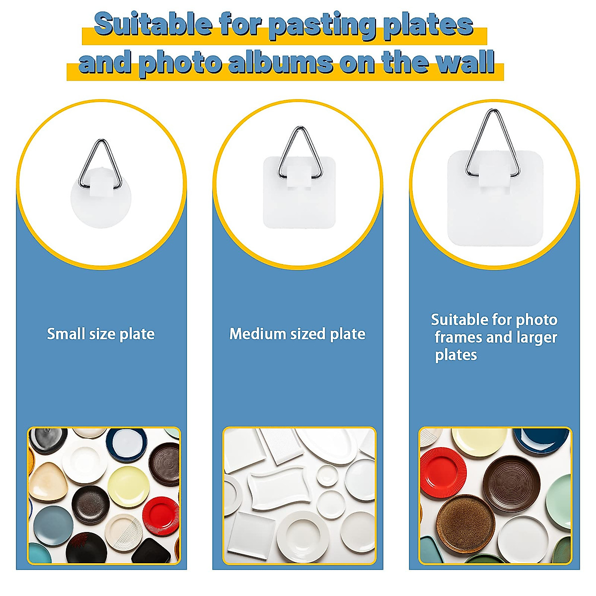 40 Pieces Invisible Adhesive Plate Hanger Round Vertical Plate Holder Self-Adhesive Wall Plate Hanger Self-Adhesive Wall Dishes Hook Rubber Plate Wall Hanger for Bathroom Kitchen Department Office