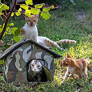 WHDPETS Cat House for Outdoor Cats, Weatherproof Feral Cat House with Mat and Doors, Easy to Put Together, Collapsible Warm Pet Nest Kitty Shelter for Winter, Never Blow Away
