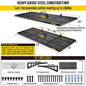 Aecxm 2pack-1.64x4ft Garage Storage Rack - Floating Wall Shelves, Heavy Duty, Sturdy, Wall Mounted (Black)