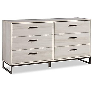 Signature Design by Ashley Socalle Modern Industrial 6 Drawer 54" Dresser, Natural Beige