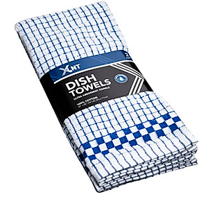 XLNT Ultra Absorbent Dish Towels 100% Cotton Plush Loop-Stitch 18x28 inch Durable Dishcloths Kitchen Towel. Set of 2, Blue