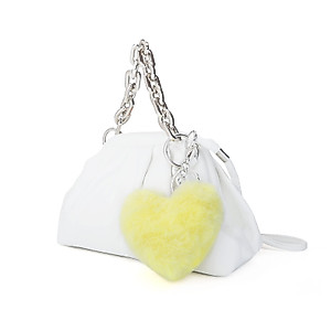Women's Chain Link Cloud Clutch Bag Dumpling-Shaped Pouch Purse Handbag Ruched Chunky Chain Link Shoulder Handbags (WHITE) (YELLOW)