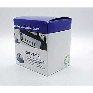 IDIK DK-22212 Generic Label Black on White Film Tape Compatible for Brother QL Printer, 2.4" x 50' (62mm x 15.2M) Include Plastic Holder
