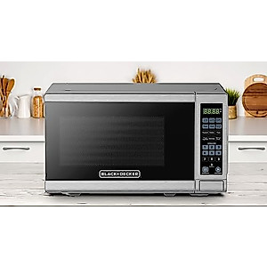 BLACK+DECKER Compact Countertop 0.7 Cu. Ft. 700-Watt Digital Microwave Oven, LED Lighting, Child Lock, Stainless Steel