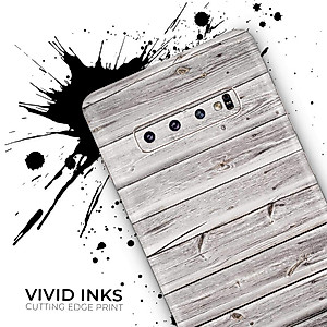DesignSkinz Aged White Wood Planks Protective Vinyl Decal Wrap Skin Cover Compatible with The Samsung Galaxy S20 (Screen Trim & Back Glass Skin)
