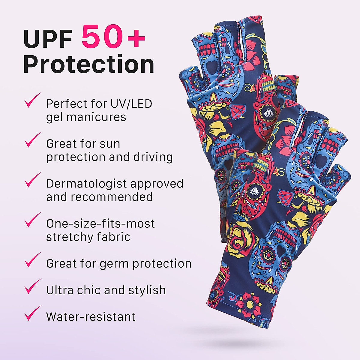 ManiGlovz - Original UPF 50+ UV Light Protective Nail Gloves | Gel Manicure & Anti UV Fingerless Gloves for Women | Driving Sun Protection