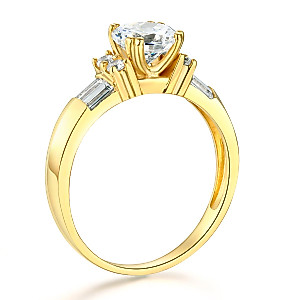 14k Yellow Gold Solid Wedding Engagement Ring and Wedding Band 2 Piece Set - Size 8