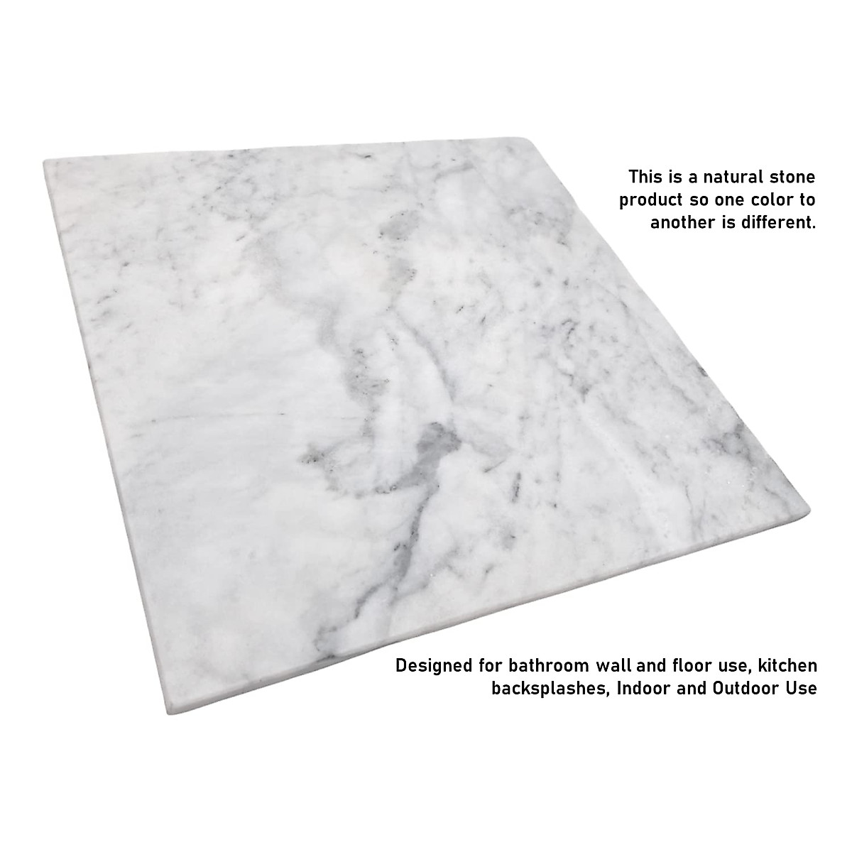 Bianco Carrara (White Carrera) Polished Marble 12 x 12 Floor and Wall Tile