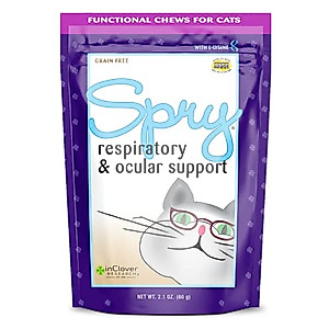 In Clover Spry Daily Respiratory and Ocular Support Soft Chews for Cats, with L-Lysine, Superfoods, and Prebiotics for a Strong Immune System, 2.1 oz. (60 count)