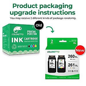 COLORETTO Remanufactured for Canon PG-260XL CL-261XL 260 261 XL (1 Black, 1 Color) Printer Ink Cartridges for PIXMA TS5320 TS6420 TR7020 All in One Wireless Printer High Yield Multipack