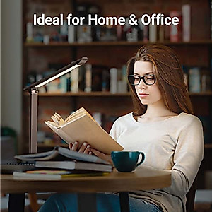 soysout LED Desk Lamp, Eye-Caring Table Lamp with USB Charging Port, 5 Lighting Modes with 7 Brightness Levels, Touch Control, 12W (Black)