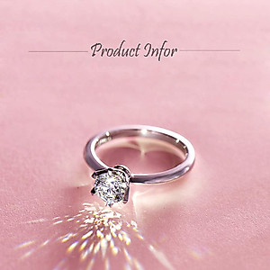 AVECON Sterling Silver Round 1.25ct CZ 6 Prong Classic Solitaire Wedding Engagement Ring 7MM Size 8