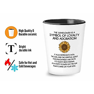FLairy Land Daily Affirmation Shot Glass 1.5oz - Sunflower Adoration - Funny Gift For Reminder Coworker Friendship Graduation Birthday Encouragement Sunshine Woman