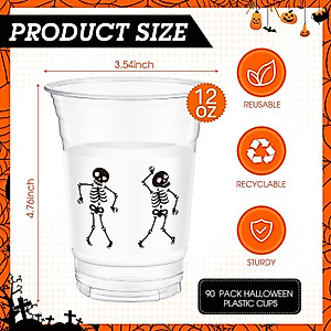 Sliner Halloween Party Plastic Cups 12 oz Halloween Disposable Cups Blood Splattered Skeleton Printed Design Halloween Cups for Halloween Party Favors Soda Juice Drinking Punch Party (30 Pcs)