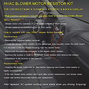 15-81773 HVAC Fan Blower Motor Resistor Kit with Harness Compatible with Chevy Silverado Tahoe Suburban Avalanche Trailblazer GMC Sierra Envoy Yukon XL Replaces 89018778, 89019351, 19260762, RU-631