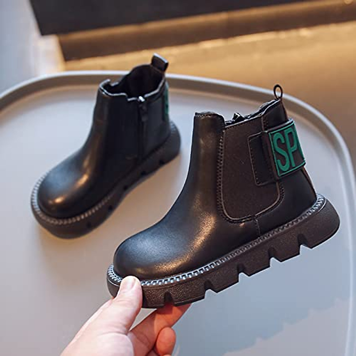 Kids Shoes Solid Color Short Boots Shoes Fashion Non Slip Breathable Nude Women Boots Dress Shoes with Buckles (Black, 8-9 Years Little Child)