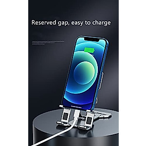 Cell Phone Stand, Fully Foldable,Aluminum Phone Stand with Non-Slip Anti-Scratch Pad Portable Ultra-Thin Phone Holder.Compatible with iPhone, iPad, Nintendo Switch, Tablets (7-13), All Phones Grey