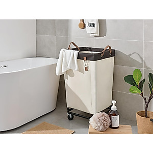 StorageWorks Laundry Hamper with Wheels, 160L Large Hampers for Laundry Rolling Laundry Basket, Dirty Clothes Hamper for Hotel, Home, Closet, Dorm, Beige, 1-Pack