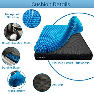 Office Chair Cushions Pads, Seat Cushion for Desk Chair Wheelchair, Gel Seat Cushion for Long Sitting, Car Seat Cushion Cooling Pad, Chair Cushion Pad for Back Sciatica Coccyx Tailbone Pain Relief
