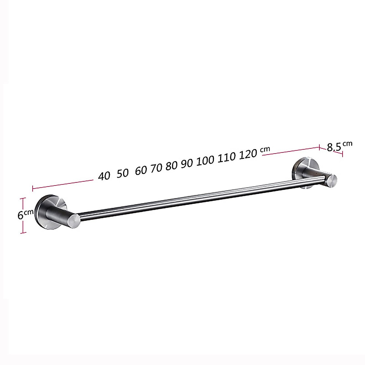 Stainless Steel Towel Bar Rails，80cm 100cm 120cm Large Size Towel Holder Wall Mounted Single Rod for Bathroom, Kitchen or Toilet (Size : 19.7inch(50cm))
