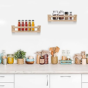 BIROLA Nursery Book Shelves Set of 4,Wood Floating Nursery Shelves for Wall,Wall Bookshelves for Kids，Bathroom Decor, Kitchen Spice Rack (Set of 4)