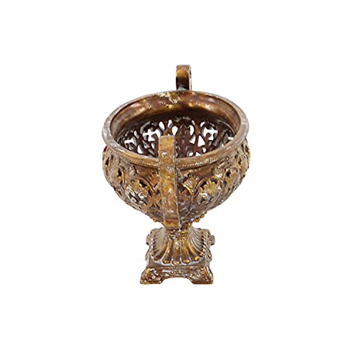 Deco 79 Polystone Ornate Decorative Bowl with Handles, 19" x 10" x 12", Gold