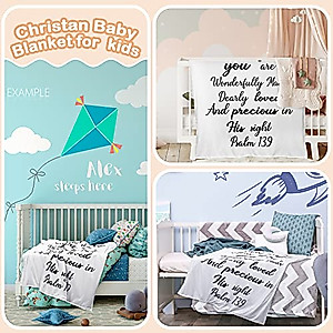 Christian Gift for Baby Plush Baby Blanket with Dotted Backing Baptism Blanket Scripture Quote Swaddle Bible Verse Blanket for Newborn Boy Girl Christening Godchild Gift, 30 x 40 Inch(Christian)