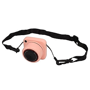 Raguso Necklace Fan, Vintage Camera Shape Lightweight HandsFree Hanging Neck Fan Low Noise Adjustable Indoor for Travel (Pink)