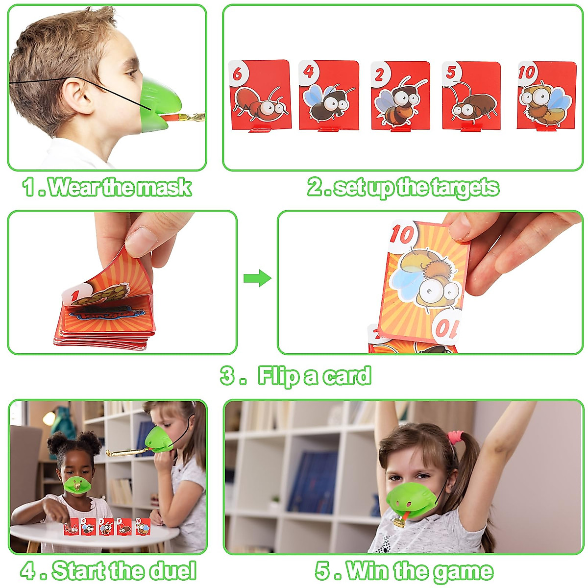 LOMIMOS 2PCS Catch Bugs Game,Chameleon Tongue Family Board Tabletop Memory Interaction Educational Game for Kid Ages 4-10 Halloween Christmas Birthday Party Gift