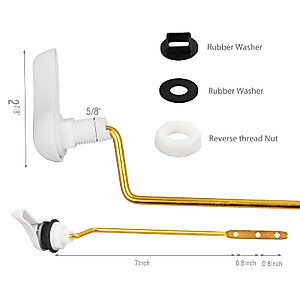 Jwodo Toilet Handle Replacement Kit, Side Mount Toilet Trip Levers with Seal Gasket and Nut, with Stainless Steel Flapper Chains, Universal Replacement for Most Toilets (White)