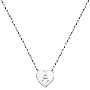 YL Initial Necklace 925 Sterling Silver Heart Letter Pendant A Alphabet Necklace for Women