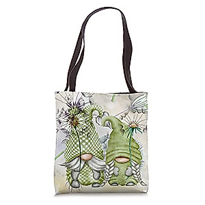 Dandelion Flower Pattern For Women With Funny Garden Gnomes Tote Bag