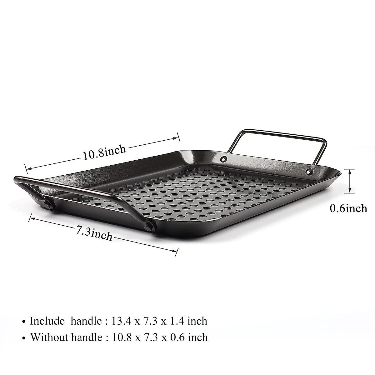 GOOD HELPER 10in Grill Topper for Outdoor BBQ Grill Accessories Grill Prep Trays Nonstick Grill Pan with Holes Handles Veggies Grill Basket for Fish Meat Shrimp Kabobs Vegetable