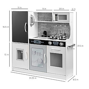 Best Choice Products Pretend Play Kitchen Wooden Toy Set for Kids w/Realistic Design, Telephone, Utensils, Oven, Microwave, Sink - White