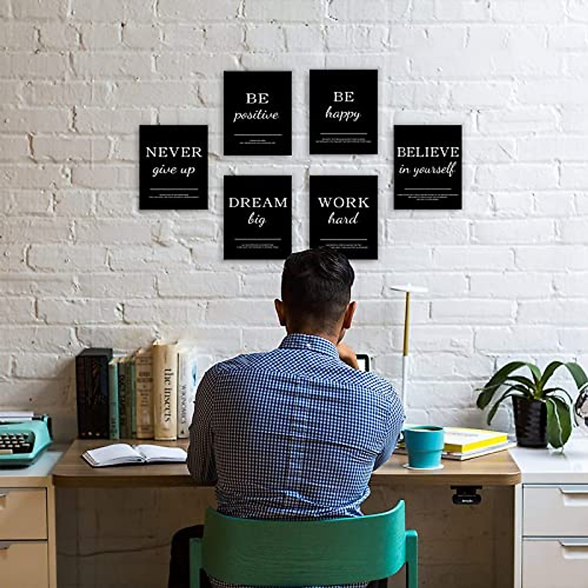 ASTRDECOR Motivational Wall Art-Office Wall Decor-Inspirational Wall Art Picture-Positive Quotes Poster Prints Wall Decor For Bedroom (8x10, Set Of 6, No Frame)