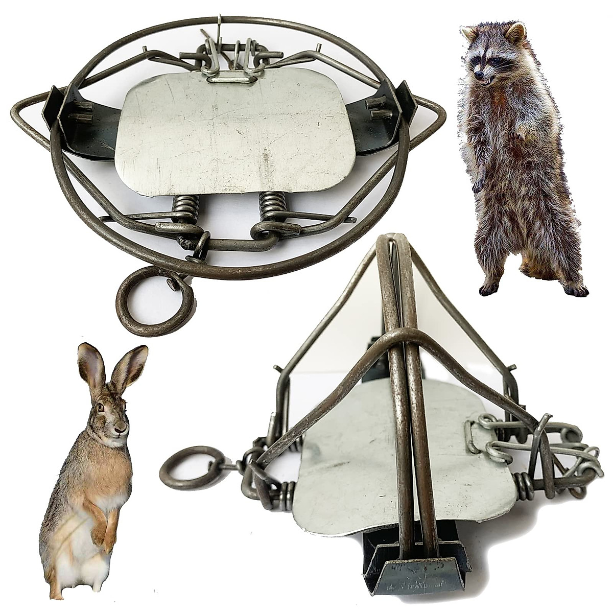 𝐚𝐧𝐢𝐦𝐚𝐥 𝐭𝐫𝐚𝐩 2 Packer Outdoor Spring Trap Easy Set Weather-Resistant Outdoor Durable Reusable Trap Solid Metal Outdoor Trap for Home & Yard & Garden… (5in - 2 Packer)