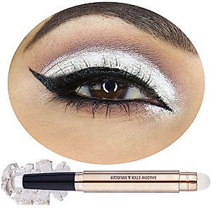 White Eyeshadow Stick Makeup，Cream Shimmer Smooth Glitter Eye Shadow Pencil Base Primer Palette, Waterproof Long Lasting EyeShadow Pen White Liner, Highlighter Stick Multi-Dimensional Eyes Look