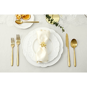 DEACORY Silverware Set Flatware Set Matte Gold Cutlery Set Brushed Finished Heavy Brass Drip Handle Stainless Steel 20 Pieces Service for 4