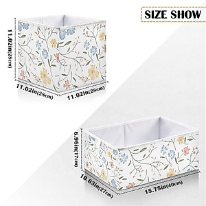 Joisal Floral Pattern Storage Baskets, Foldable Cube Storage Bins with Full Print Design for Home Organization, Cloth Storage Bin