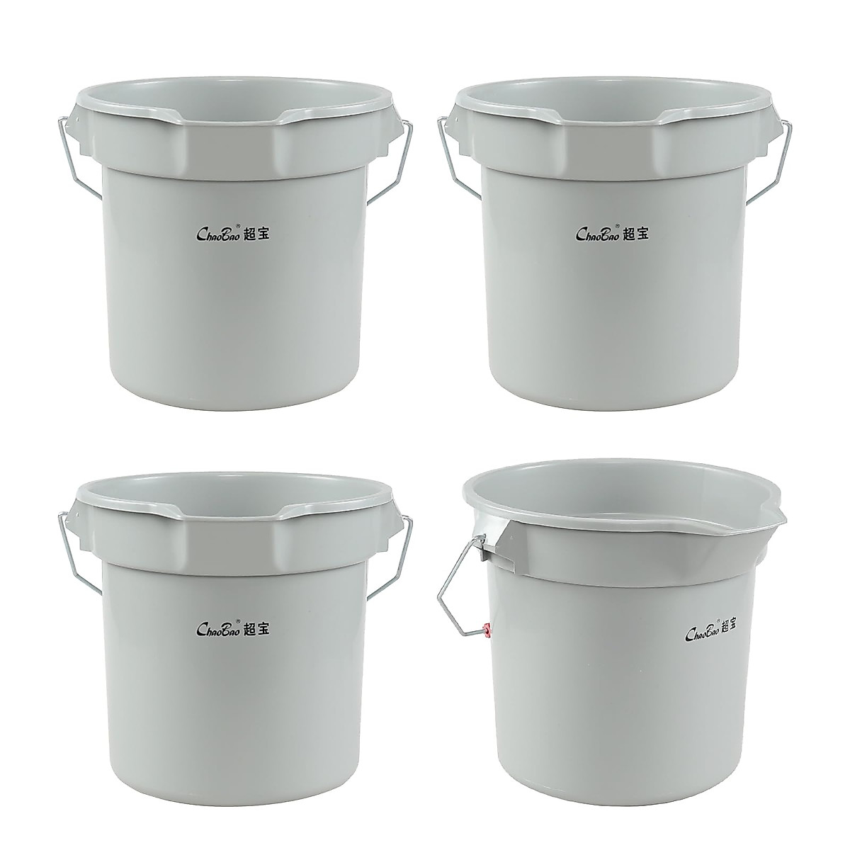 Uumitty 4 Packs 14 Quart Commercial Cleaning Pail, Round Utility Bucket with Handle, Plastic Water Container Cleaning Bucket