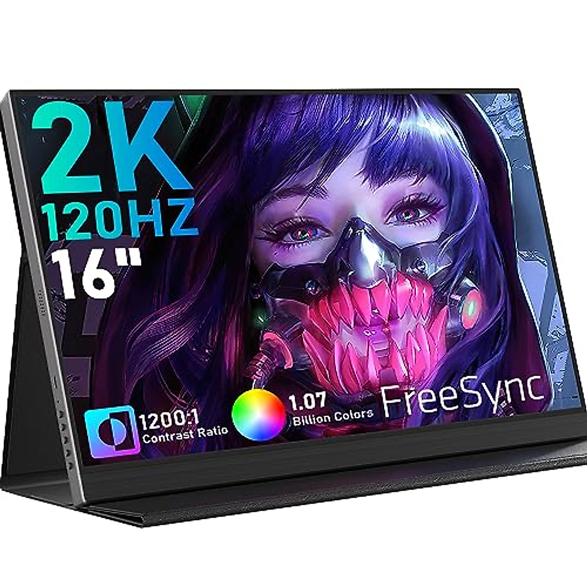 HONGO 2K 16" Portable Gaming Monitor, 2560x1600 QHD with VESA, HDR, IPS Second Screen, 120Hz Refresh Rate for PS5, Phone, Switch