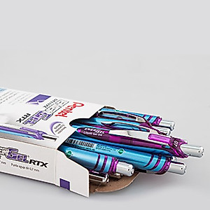 Pentel EnerGel Deluxe RTX Retractable Liquid Gel Pen, Medium Line, Needle Tip, Violet Ink, Box of 12 (BLN77-V)