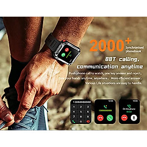 Smart Watch with Earbuds, 3 in 1 Bluetooth Smart Watch for Android iPhone, Military Fitness Tracker Watch, Tracker with Blood Oxygen Heart Rate Sleep Monitor, Long Time Standby Sports Smart Watch