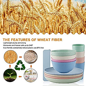Wheat Straw Dinnerware Sets -Travel Camping Cutlery Set,Set-Reusable, Eco Friendly,Wheat Straw Plates,Wheat Straw cup, Cereal Bowls
