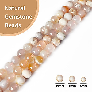 100pcs 6mm Cherry Blossom Agate Beads Natural Gemstone Beads Round Loose Beads for Crafting and Jewelry Making